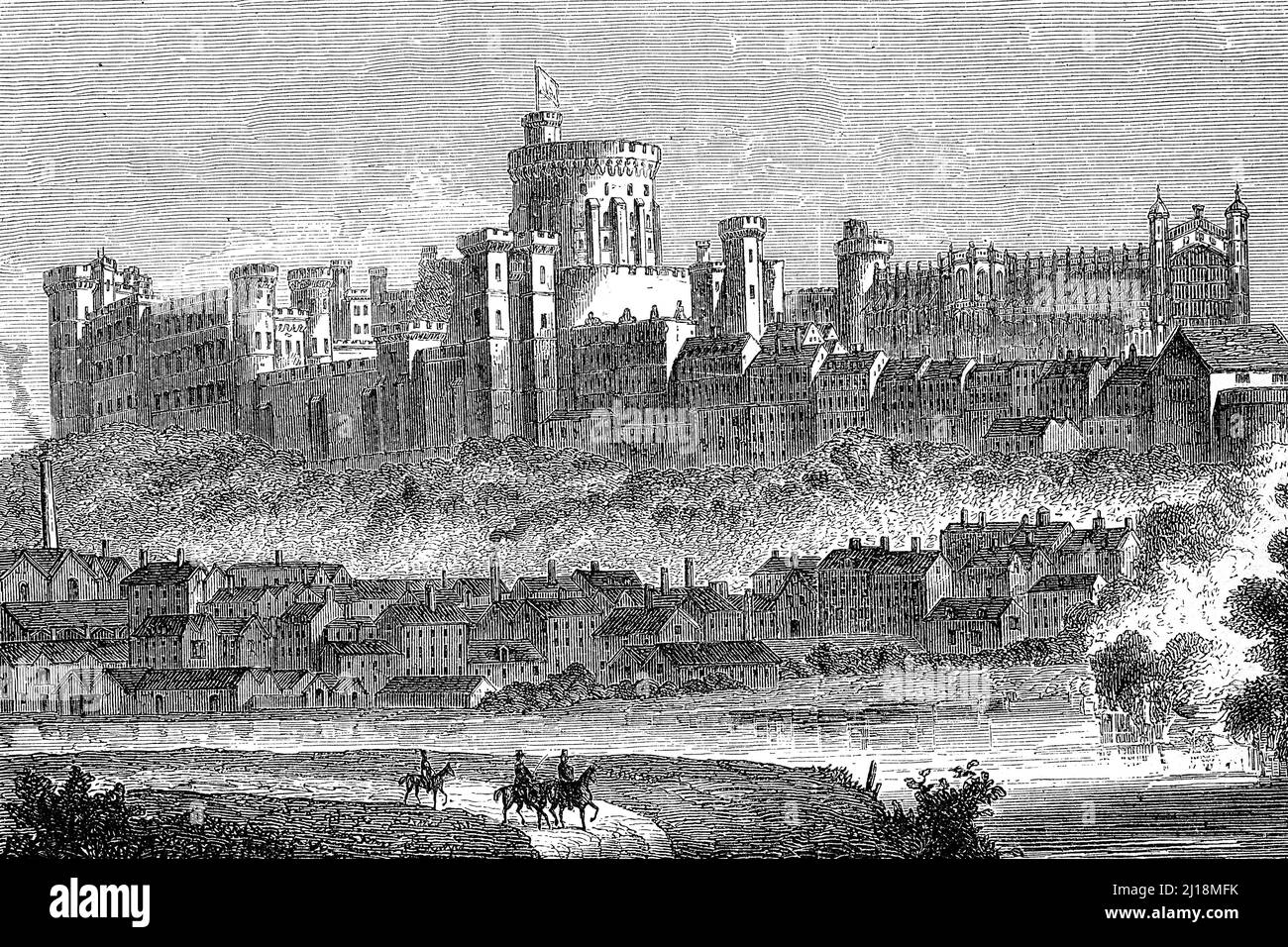 Windsor castle drawing Banque d'images noir et blanc - Alamy