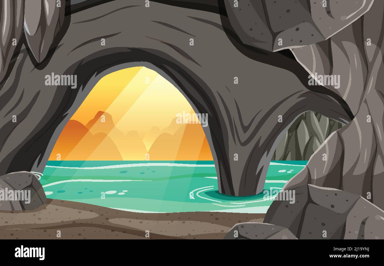Intérieur de paysage de grotte dans un dessin animé Image Vectorielle ...
