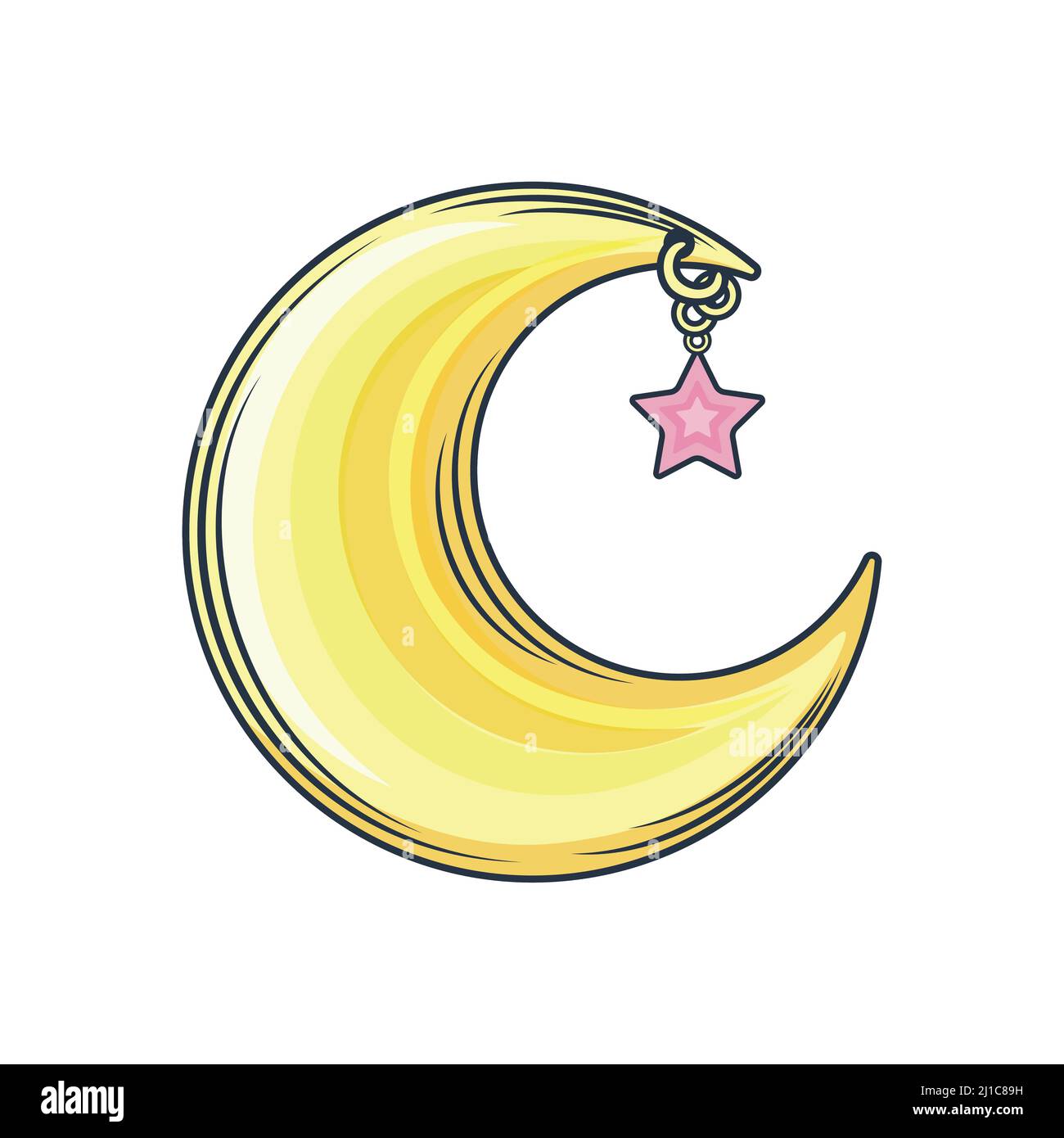 Lune et étoile. Icône jaune de lune pour la nuit. Pictogramme de ...