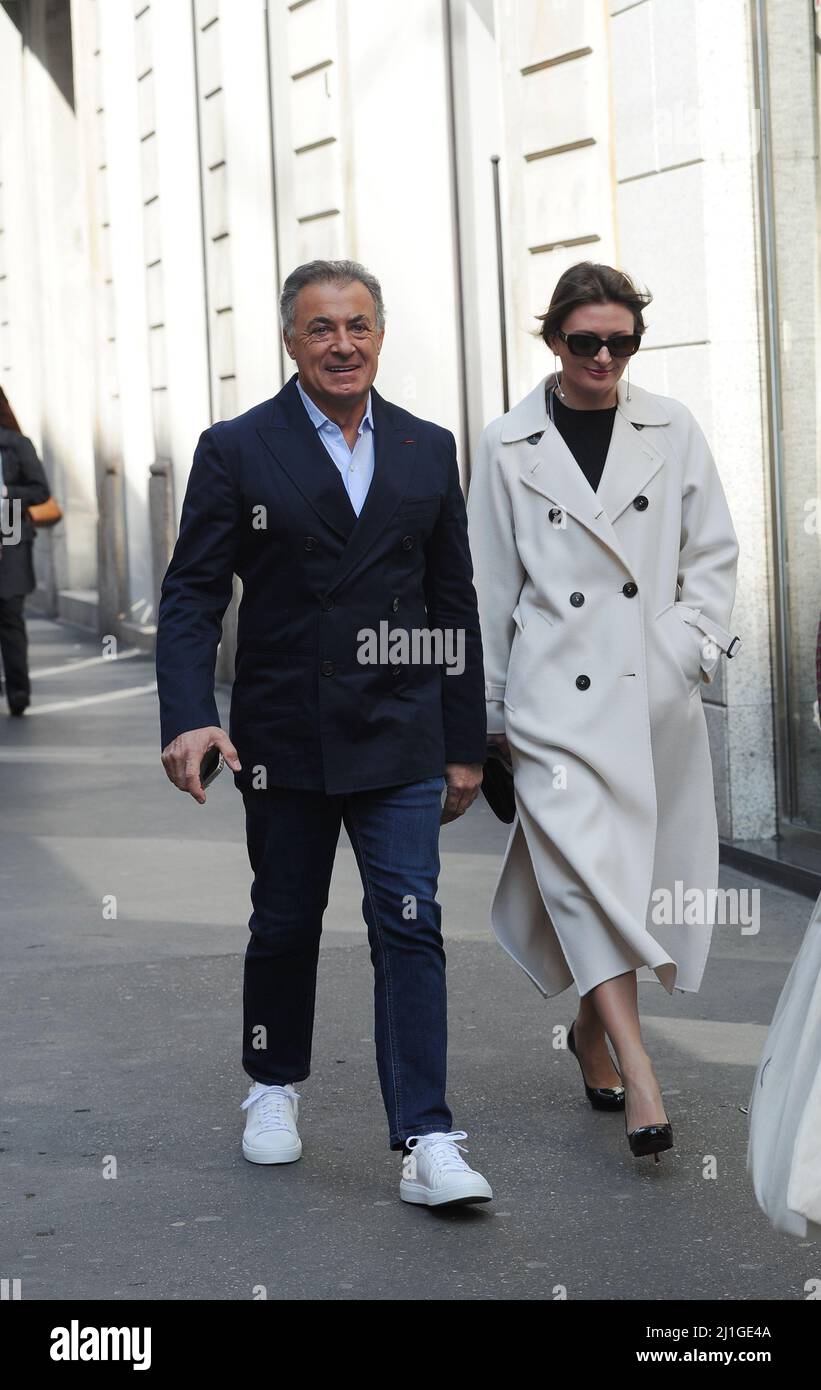 Milan, Italie. 25th mars 2022. Milan, 25-03-2022 JEAN ALESI, ancien pilote de formule 1, marié à ...