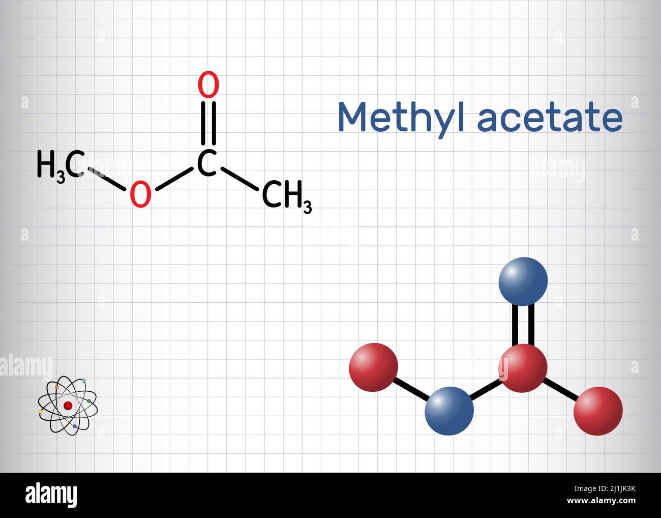 Acétate de méthyle, molécule d'éthanoate de méthyle. C'est un ester d ...