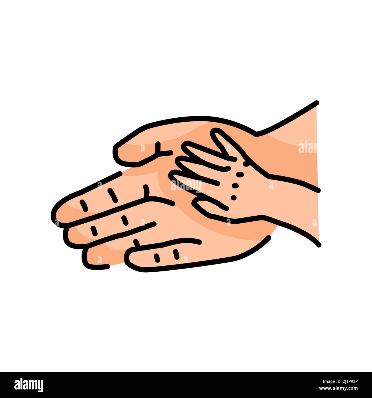 Main tenant la main une icône de ligne de couleur de main d'enfant ...