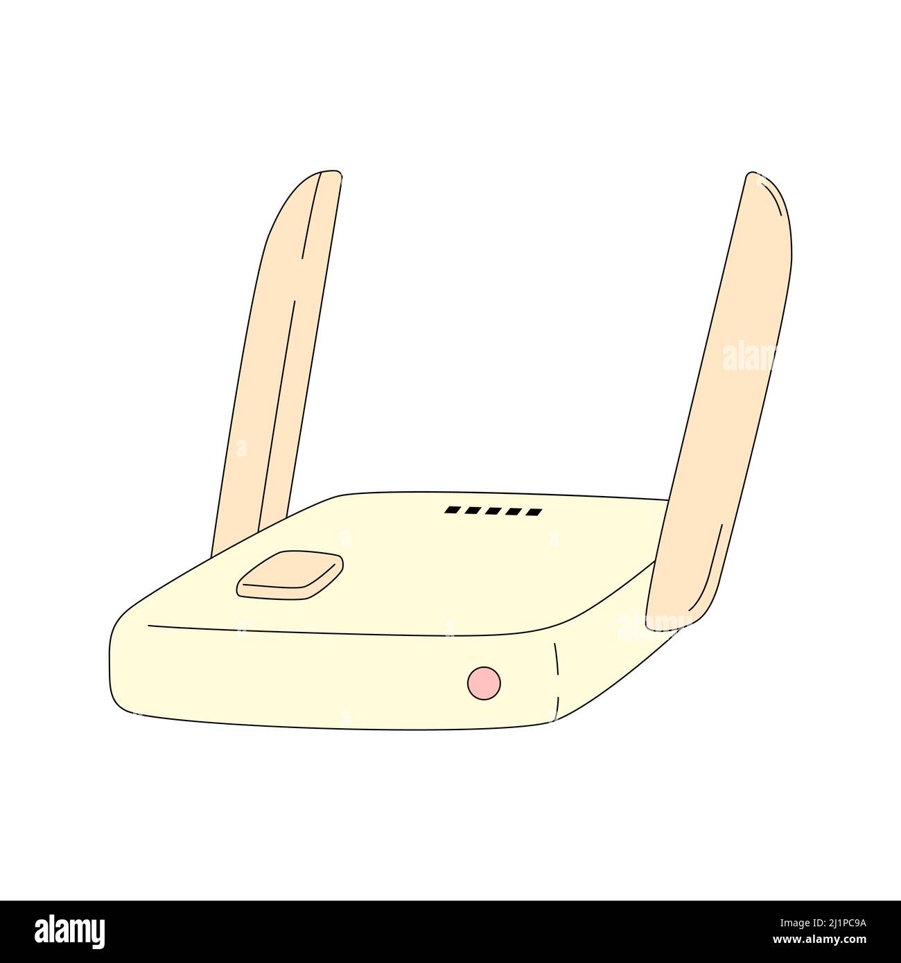 Routeur Wi-fi de style dessin animé. Illustration vectorielle d'un ...