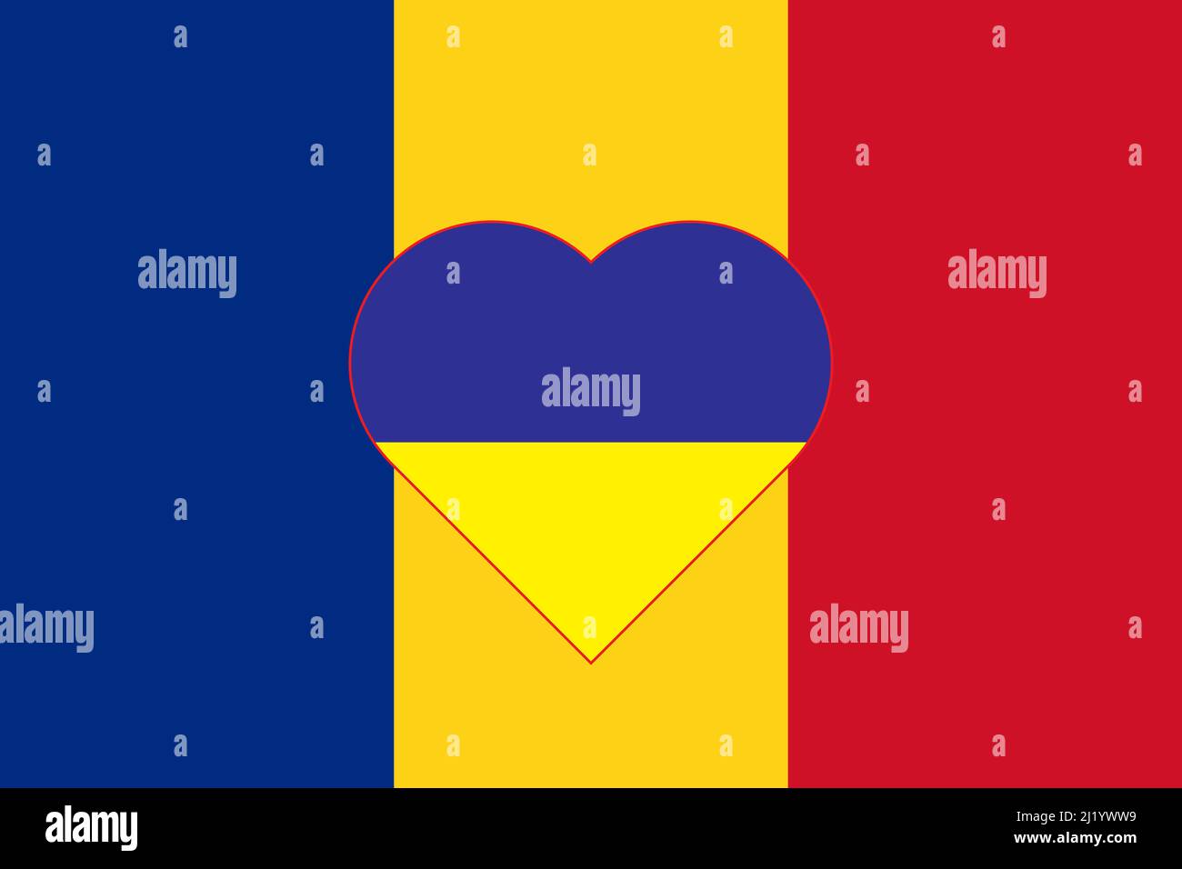 Un coeur peint dans les couleurs du drapeau de l'Ukraine sur le drapeau ... Un coeur peint dans les couleurs du drapeau de l'Ukraine sur le drapeau ...