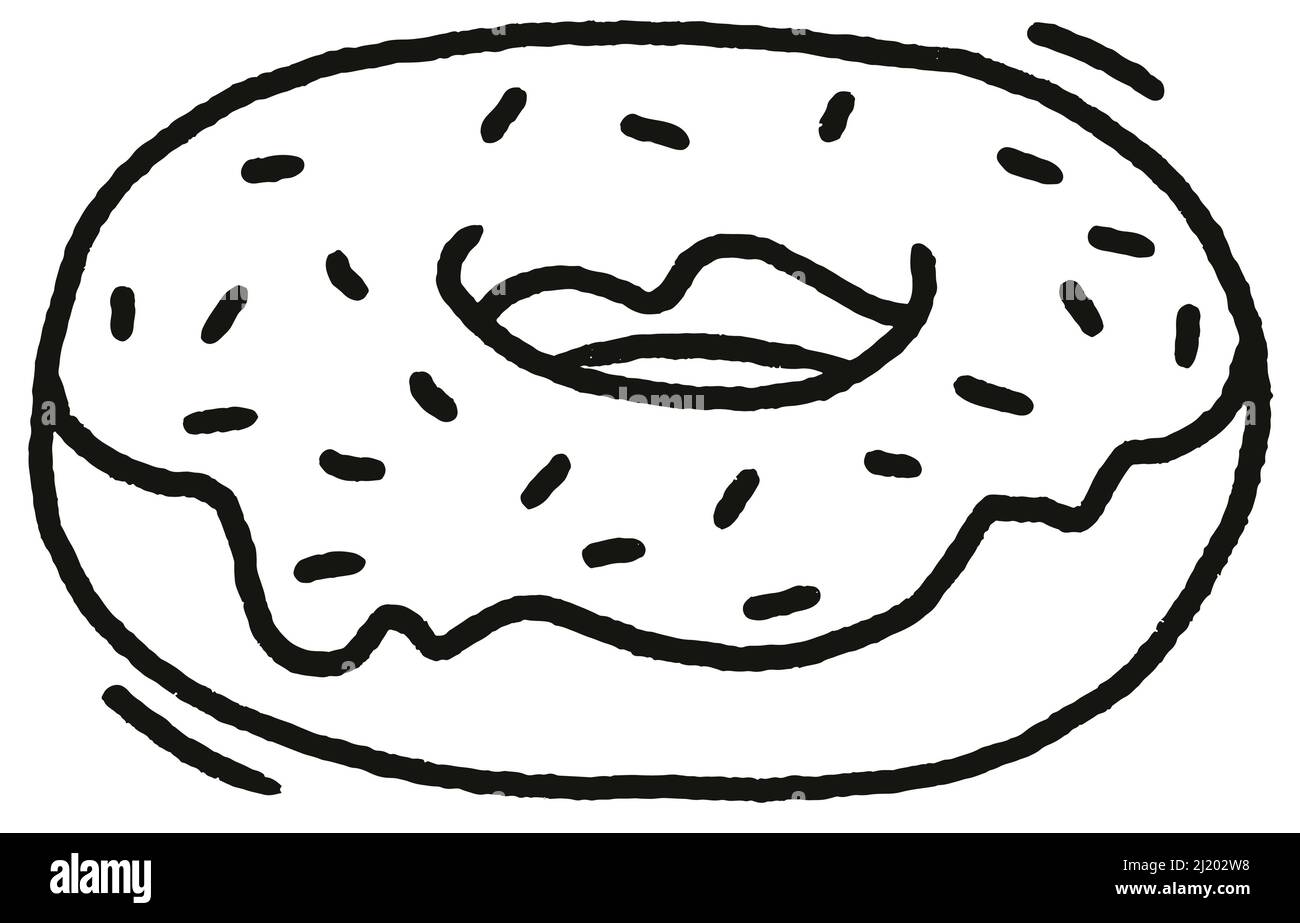 Style de dessin en forme de beignet. Isolé sur fond blanc. Illustration ...