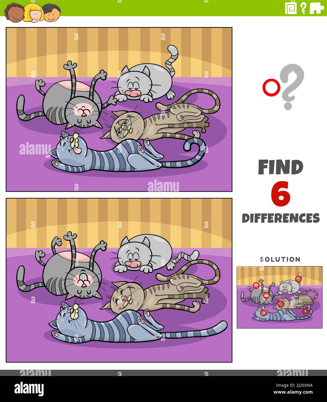 Illustration de dessin animé de trouver les différences entre les images jeu éducatif pour les ...