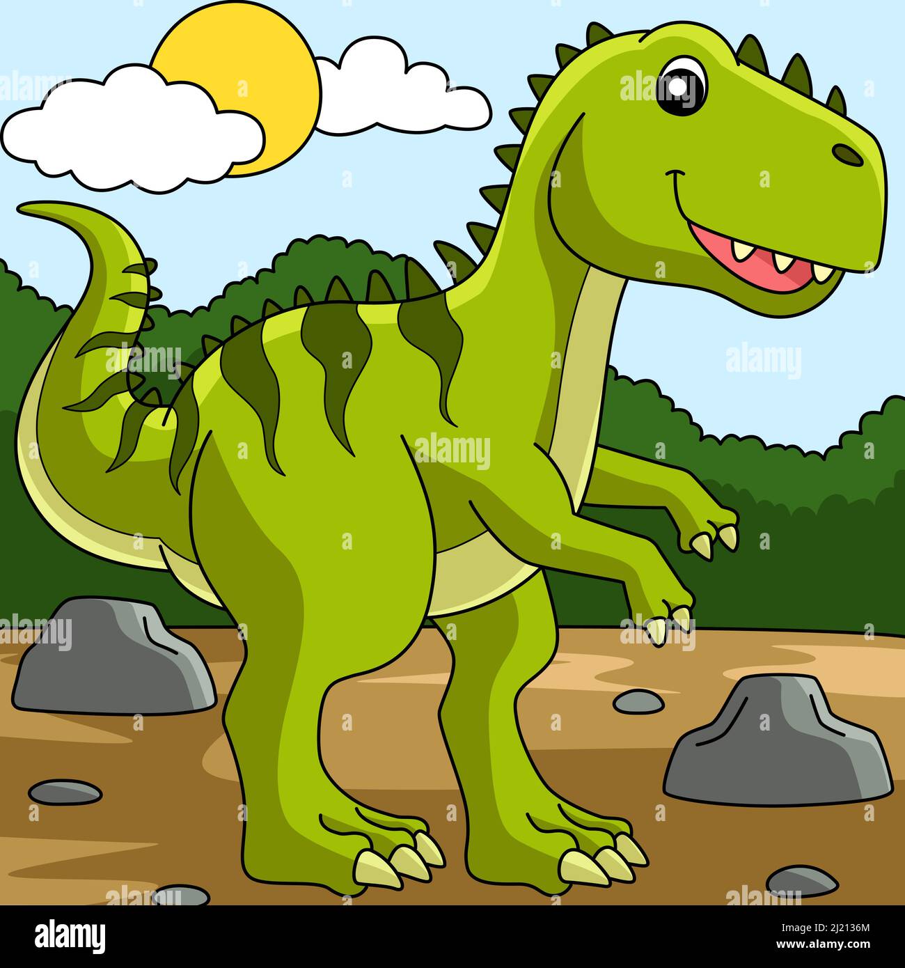 Giganotosaurus Dinosaur dessin animé de couleur animale Image ...