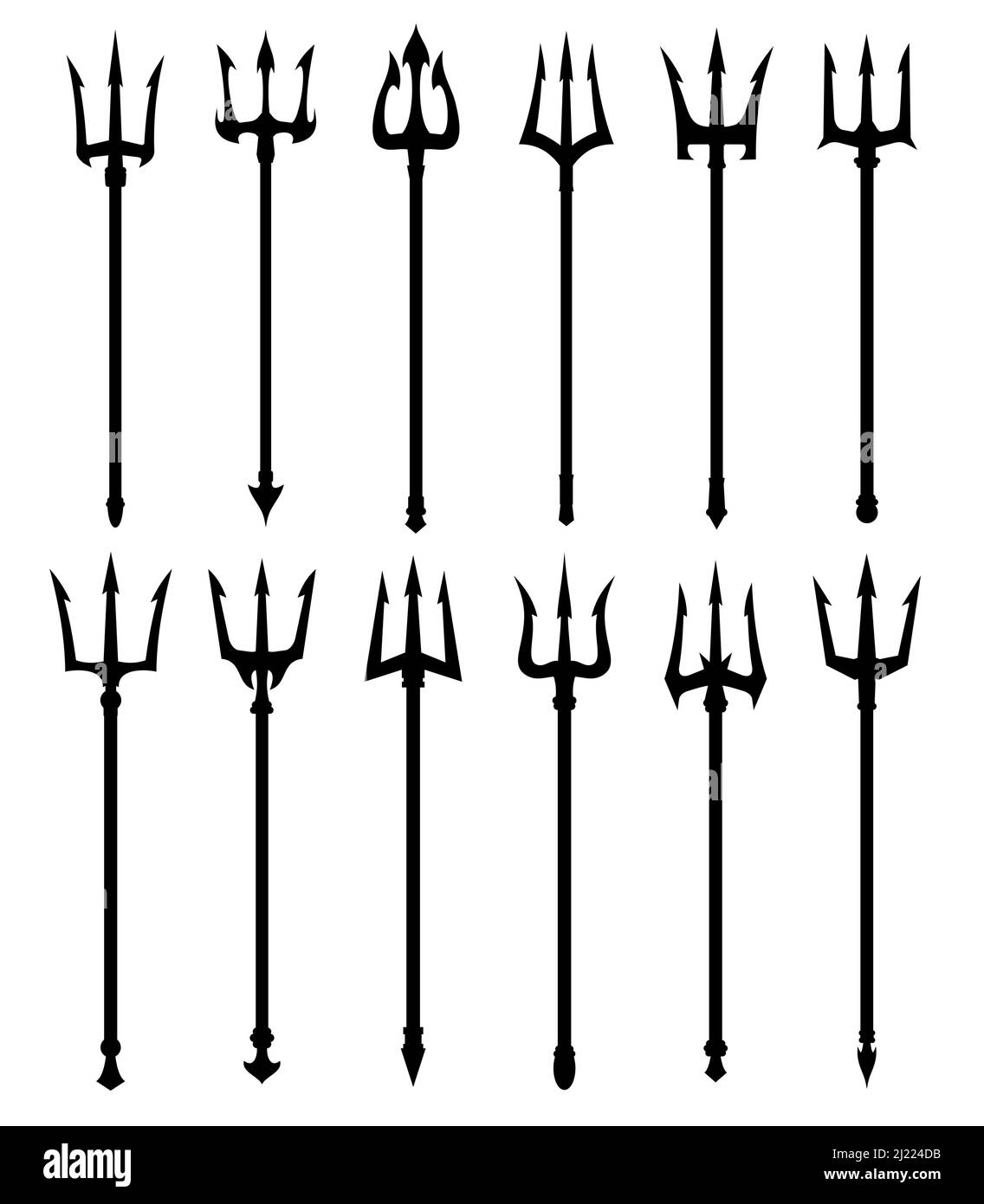 Silhouettes de la fourchette de trident du diable, Poséidon, arme de ...