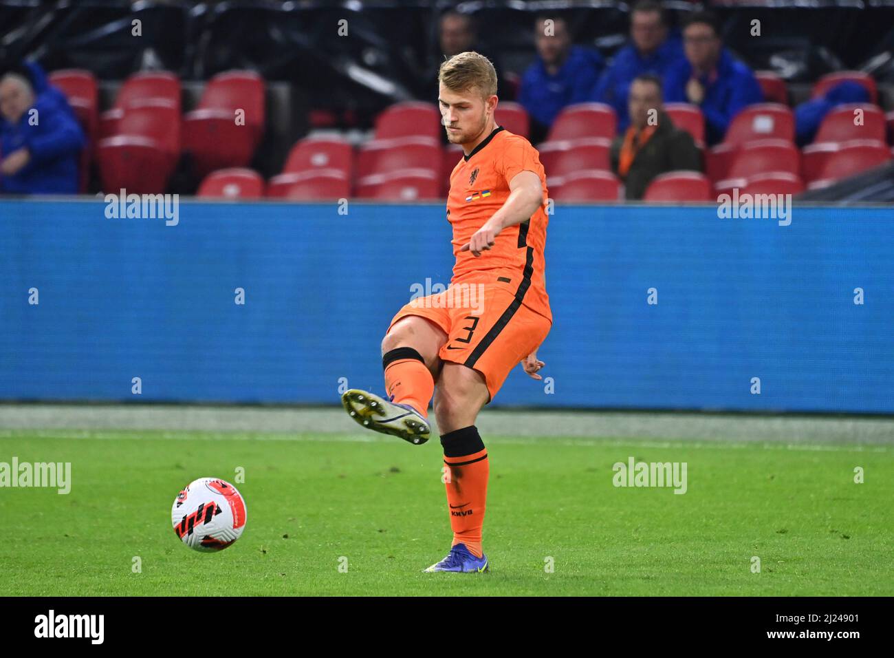 Amsterdam, pays-Bas. 29th mars 2022. Matthijs DE LIGT (NED), action, simple action, image unique ...