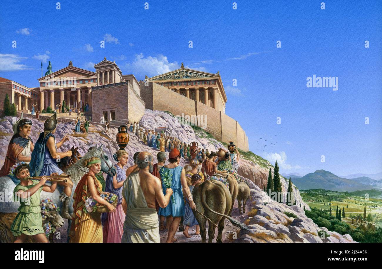 Panathenaea ancien festival athénien, illustration Photo Stock - Alamy