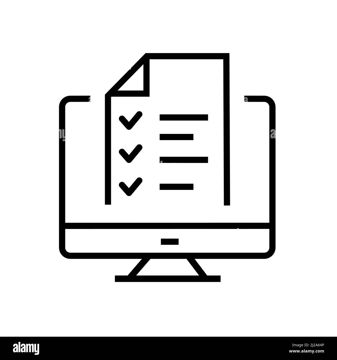 Icône de test en ligne, style de ligne. Formation en ligne et concept d ...