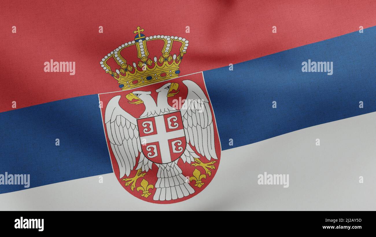 Drapeau national de la Serbie agitant 3D Render, République de Serbie ...