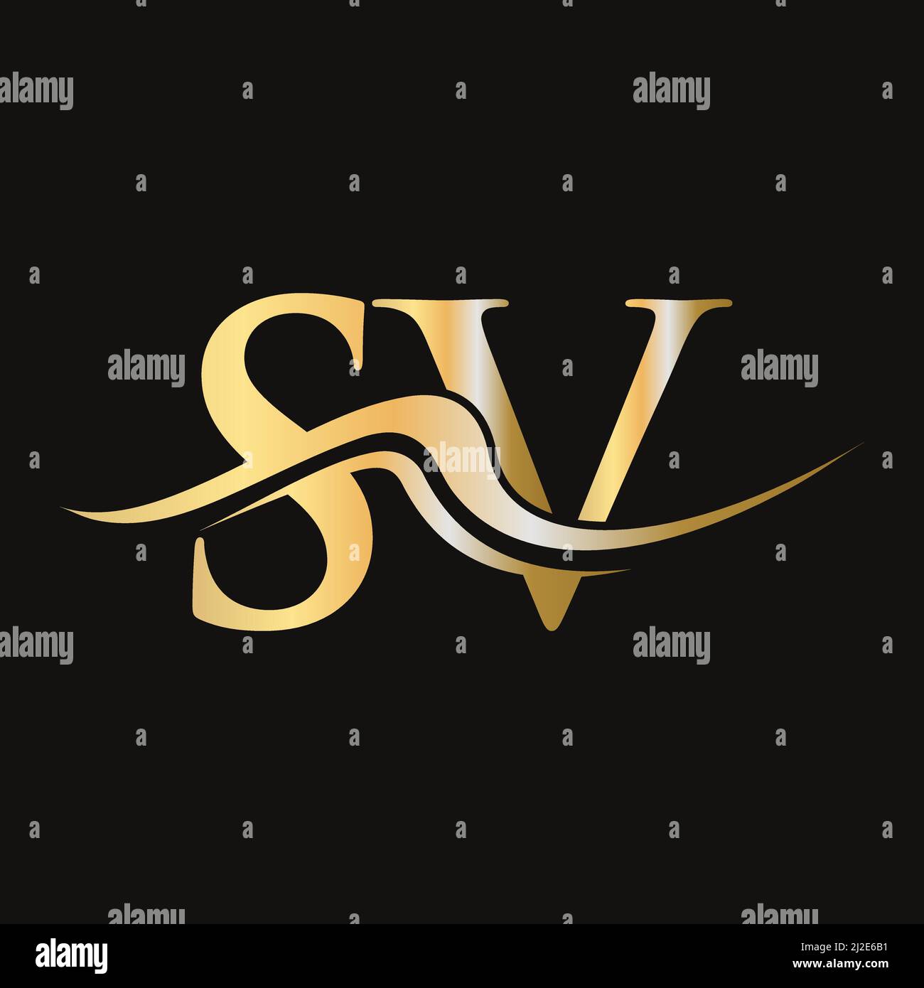 Logo lettre SV. Modèle de logotype SV initial pour le logo de l ...