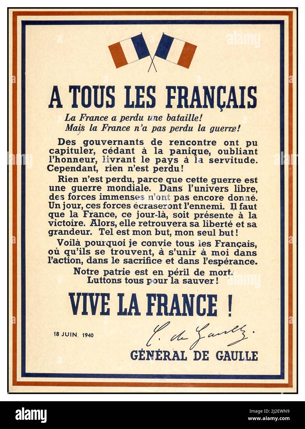 Affiche de propagande francaise ww2 du general de gaulle Banque d ...