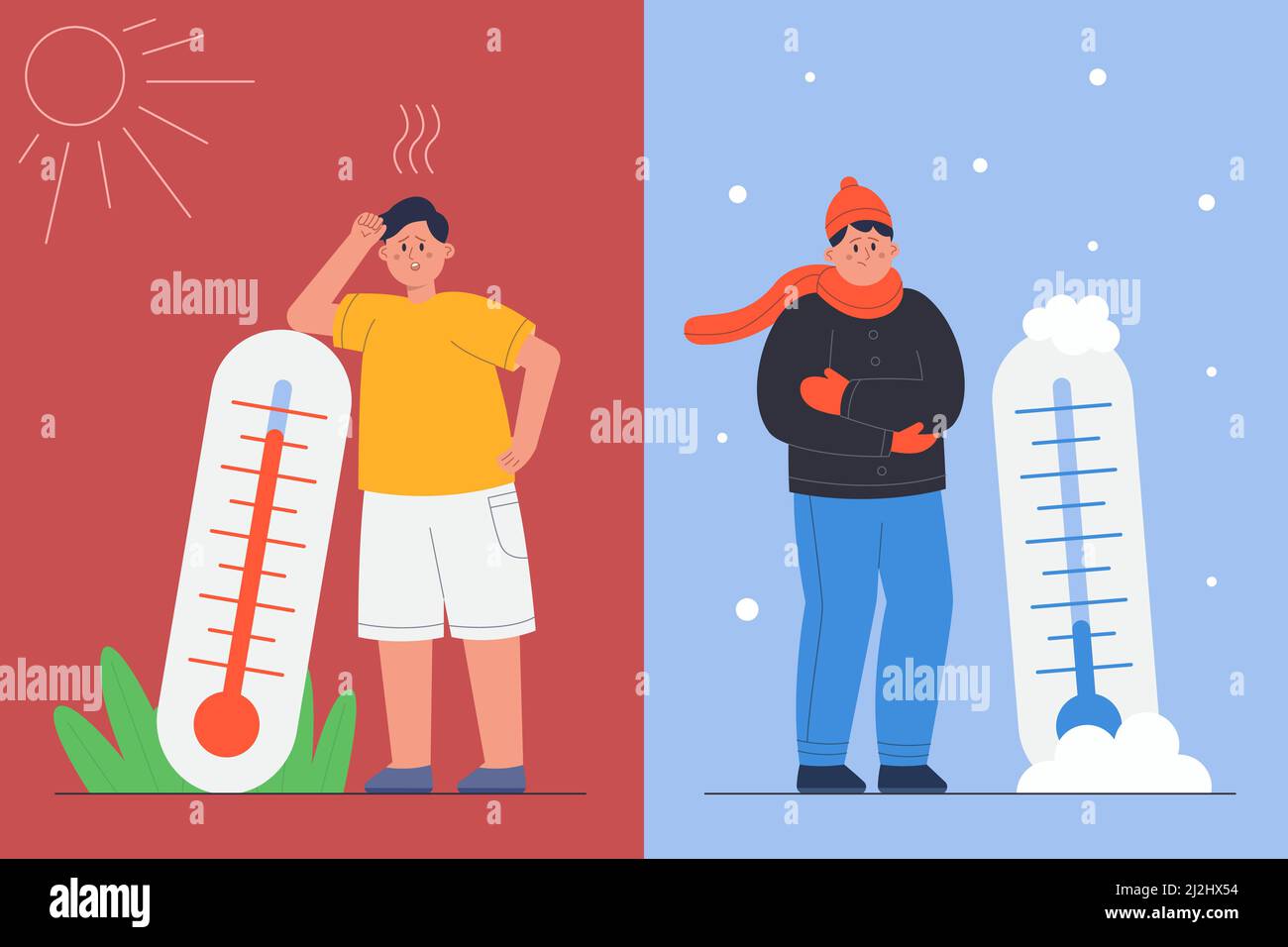 Vector cartoon illustration man freezing Banque de photographies et d ...