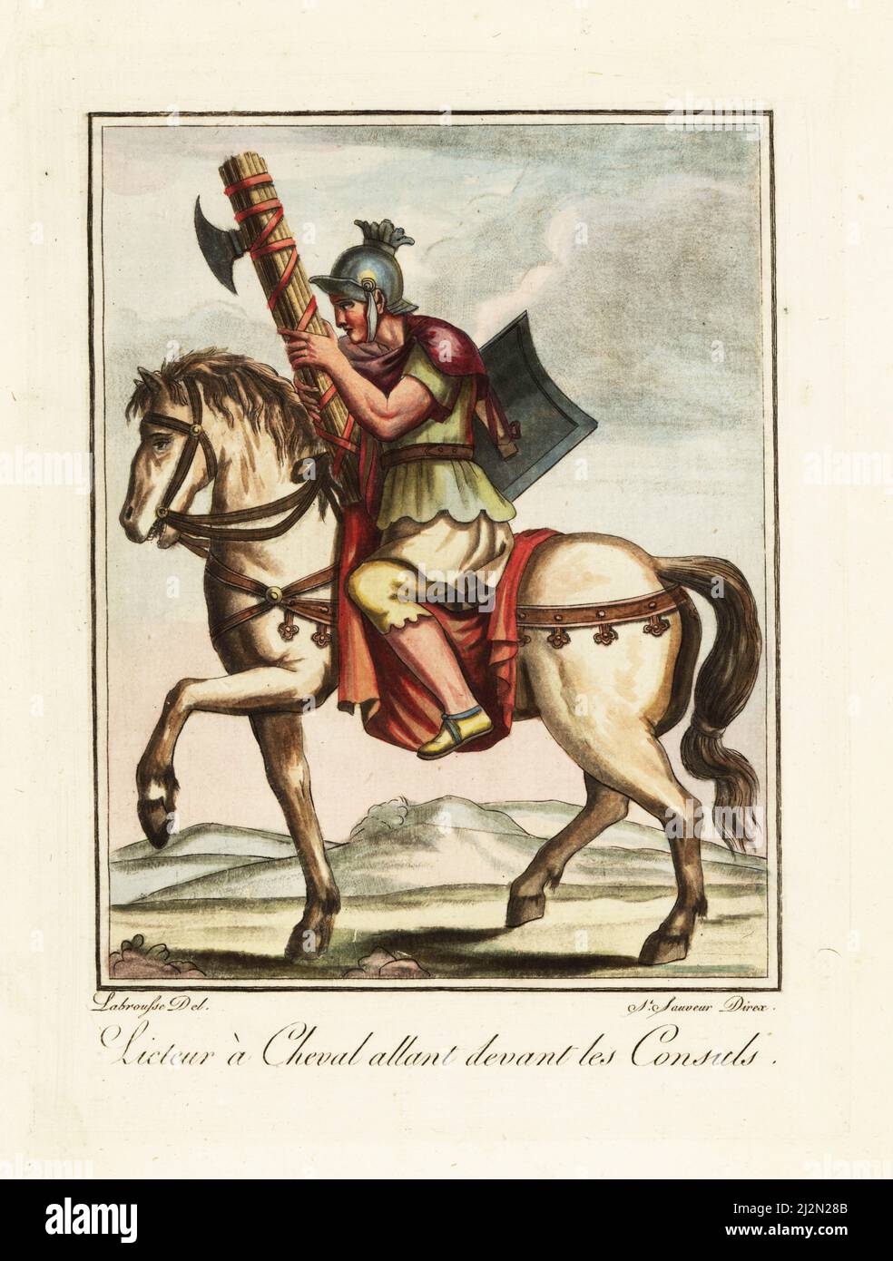 Lictor en face des consuls, Rome antique. Dans un casque galea, une ...