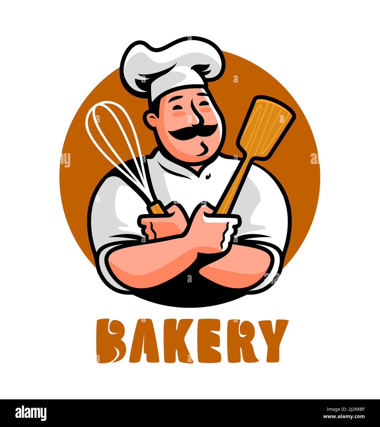 Logo de boulangerie. Drôle de personnage de dessin animé de boulanger de chef. Illustration ...
