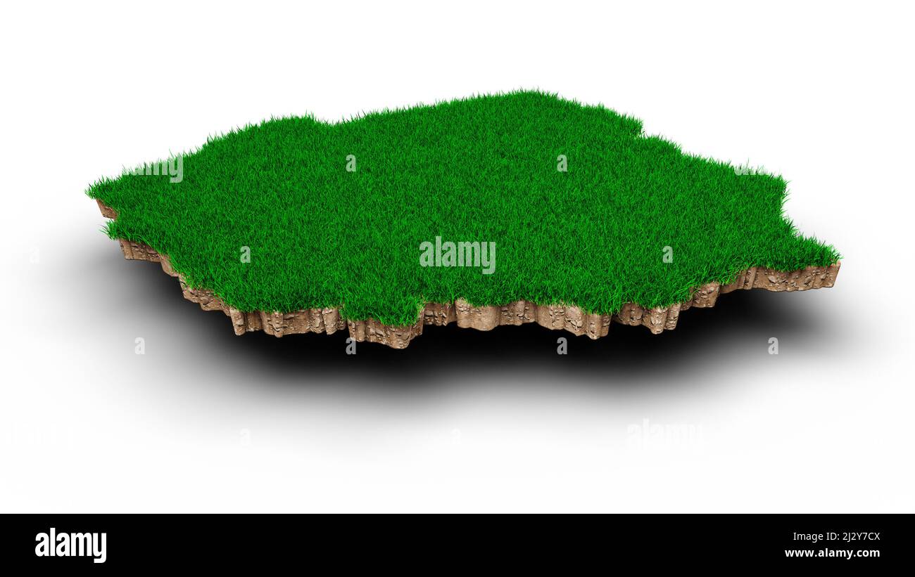 Pologne carte géologie du sol section transversale avec herbe verte et ...