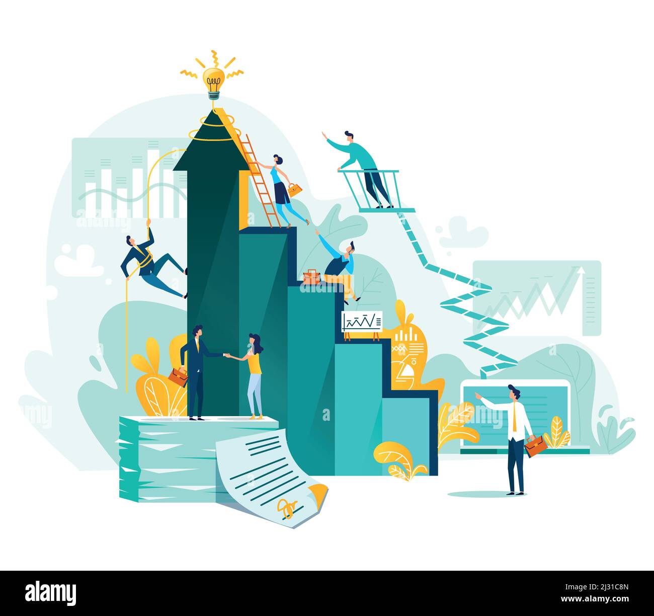 Réalisation des objectifs et travail d'équipe concept d'affaires ...