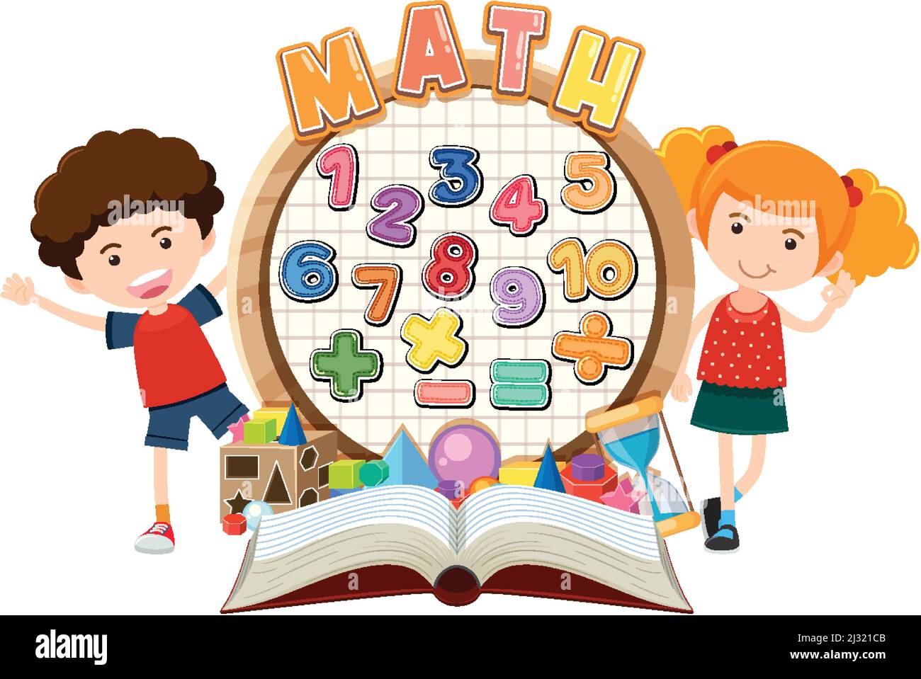 Comptage des numéros 0 à 9 et illustration des symboles mathématiques ...