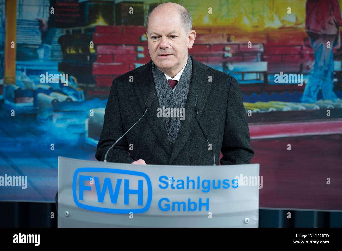 Le chancelier fédéral OLAF SCHOLZ, SPD, fait une déclaration, un ...