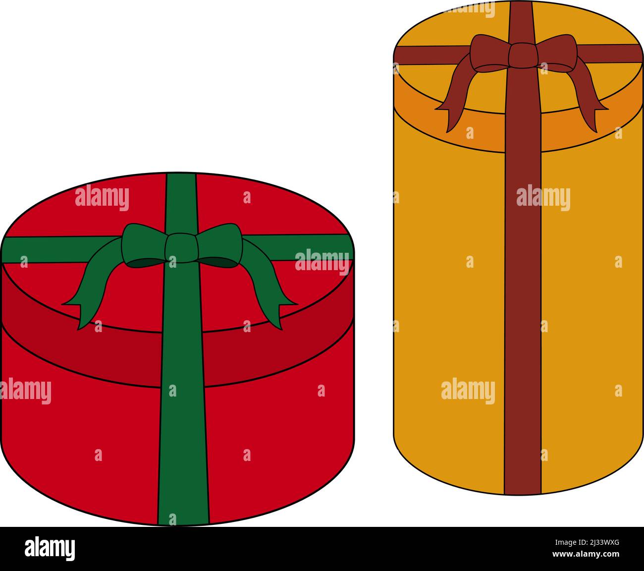 Collection de boîtes-cadeaux rondes colorées avec fond blanc Photo ...