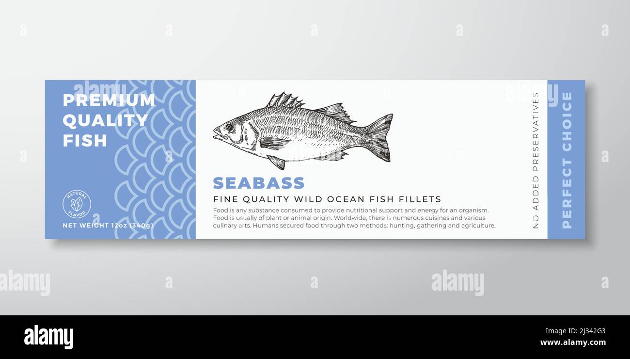 Qualité supérieure Seabass Vector Packaging Label Design Typographie ...