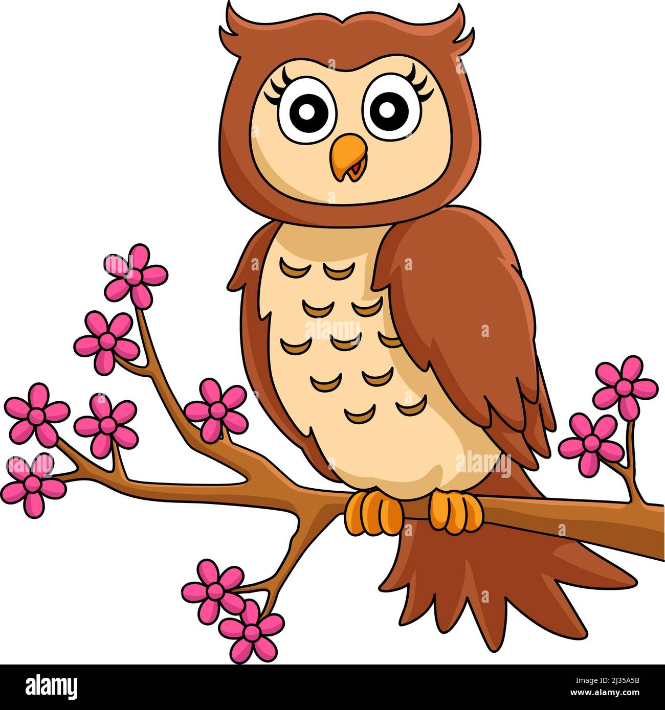 Hibou sur Un arbre dessin animé couleur Clipart Image Vectorielle Stock ...