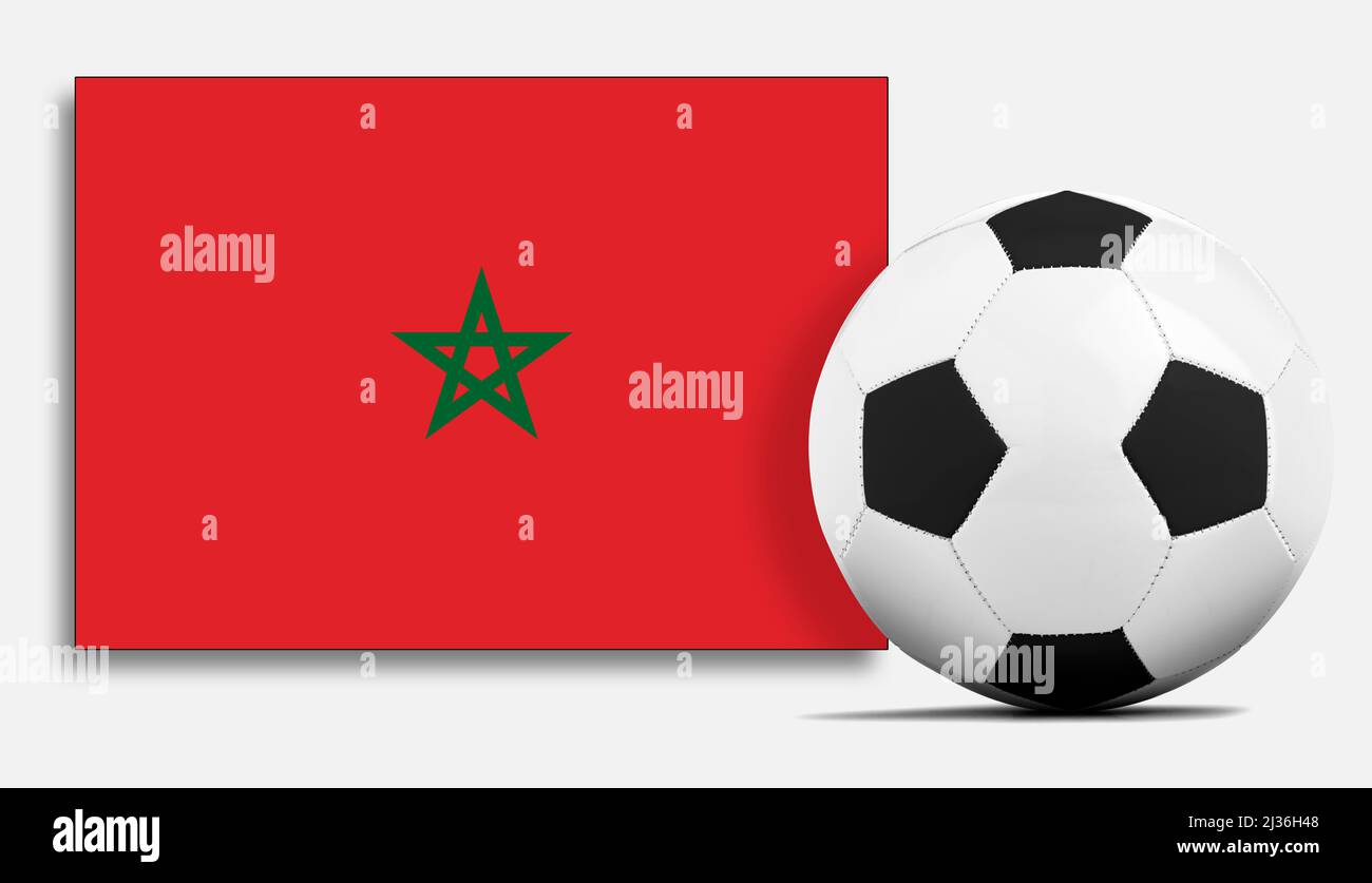 Ballon de football blanc avec drapeau de l'équipe nationale du Maroc ...