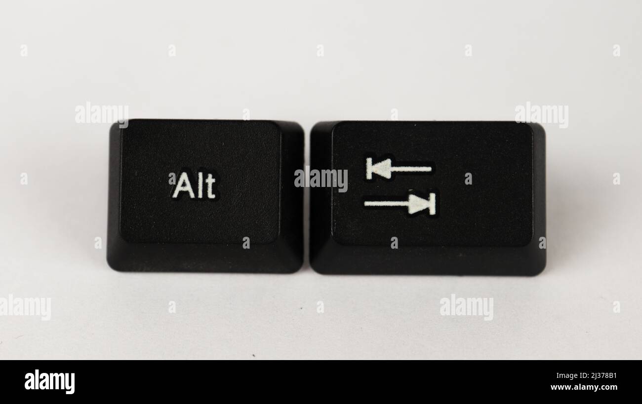 Alt-Tab texte créé avec des touches de clavier isolées sur fond blanc ...
