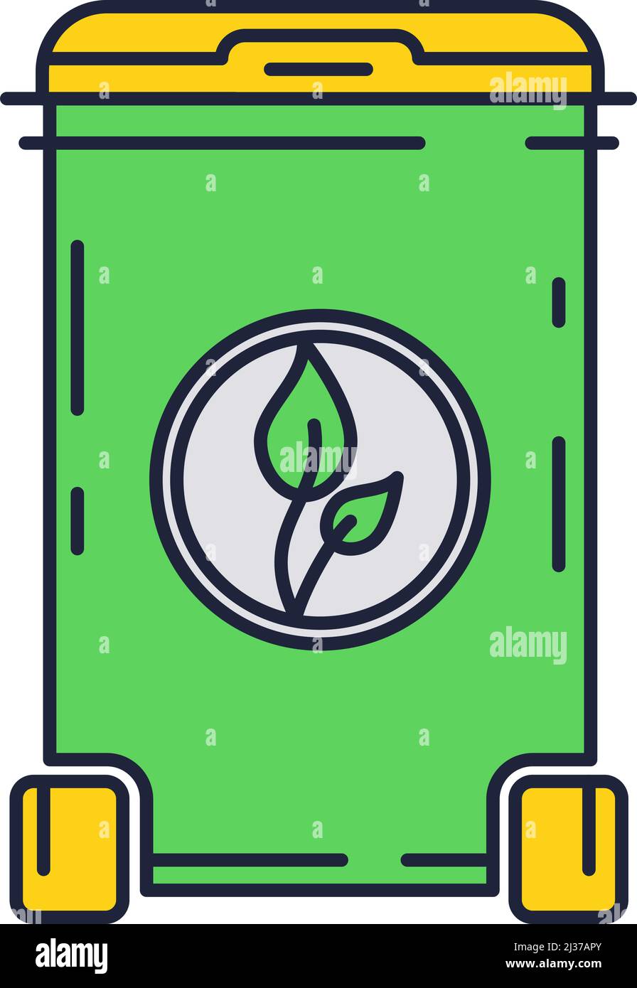Icône de ligne de déchets ECO. Poubelle à conteneur Vector Green avec ...
