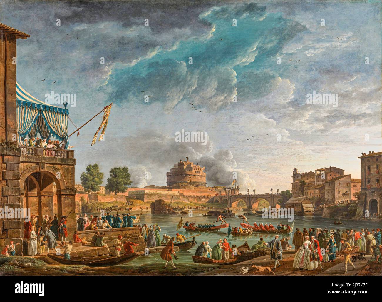 Joseph Vernet, Un Concours sportif sur le Tibre à Rome, est une ...