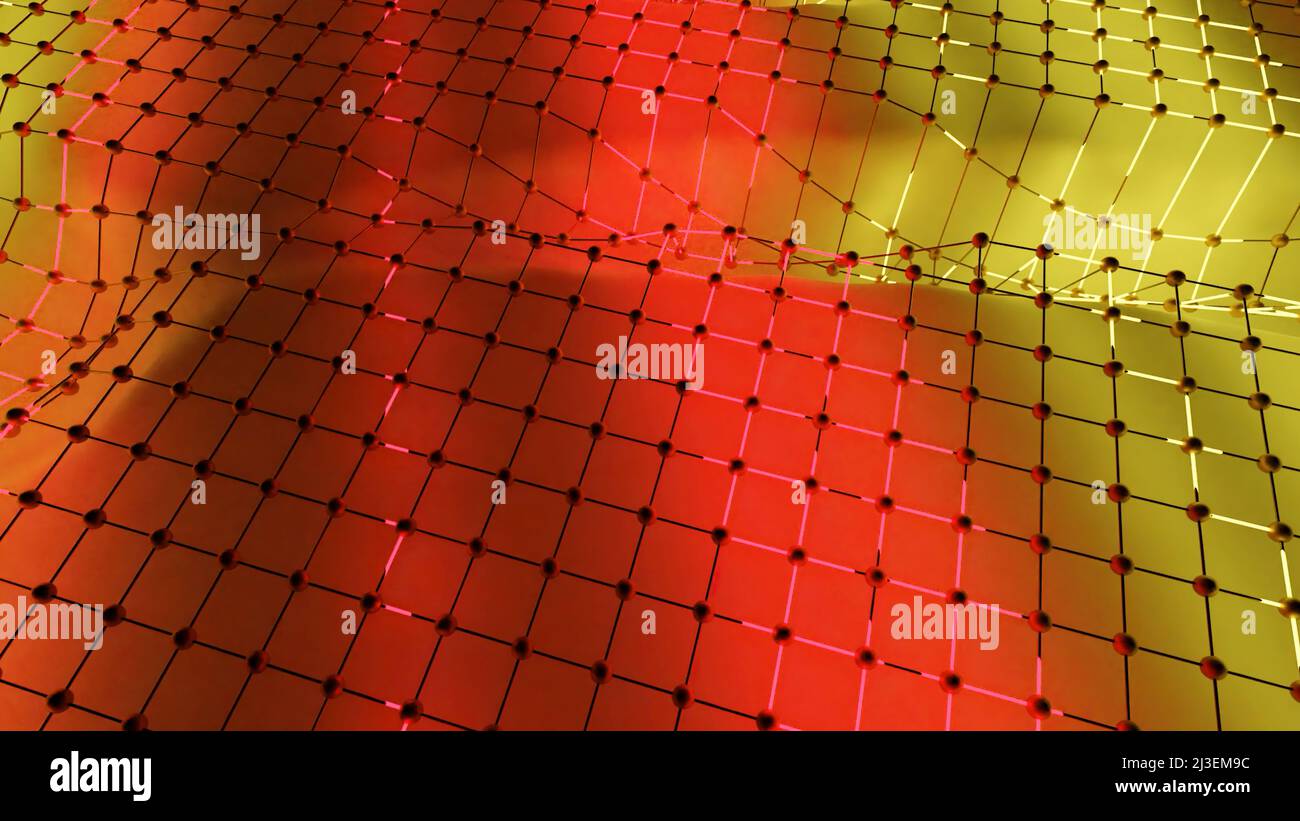 Courbes formant une surface avec grille et points. Conception. Surface ...