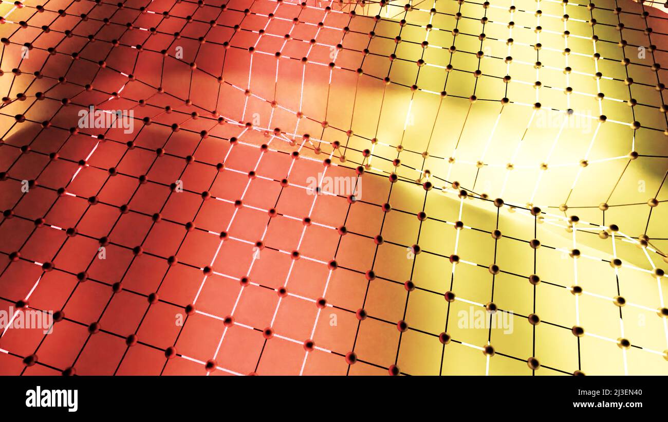 Courbes formant une surface avec grille et points. Conception. Surface ...