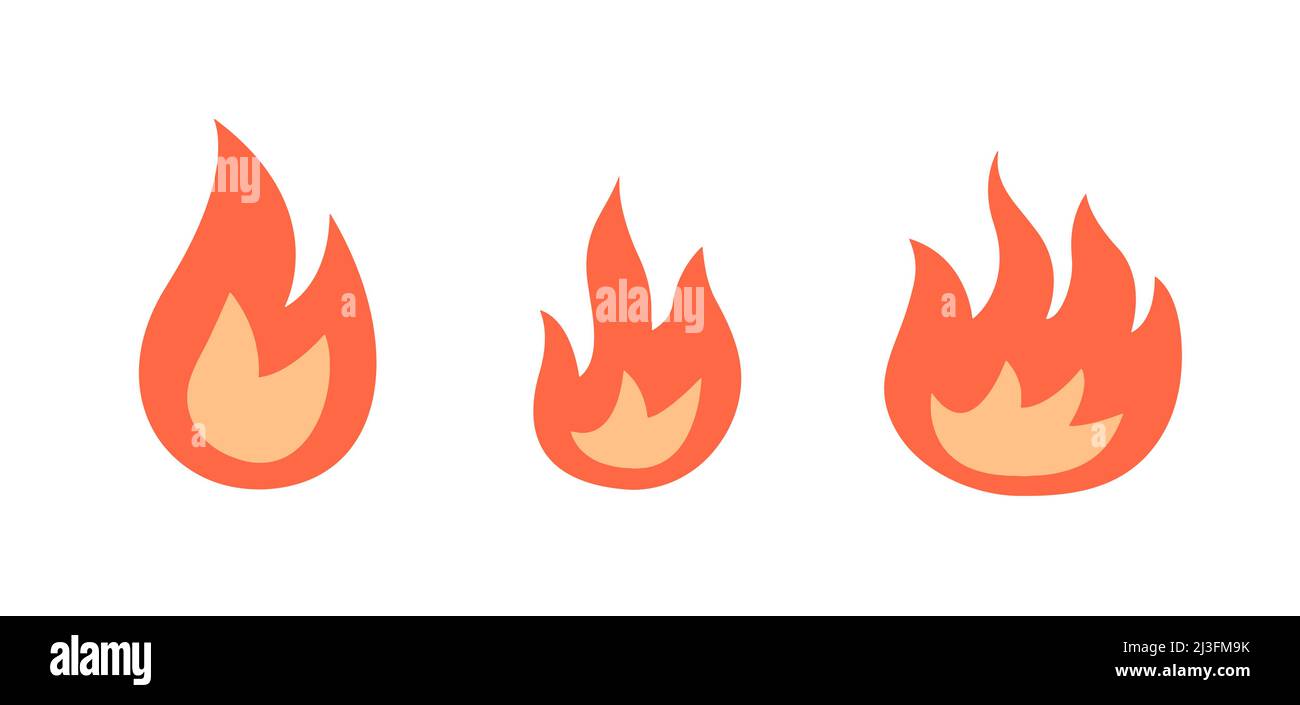 Ensemble d'icônes de flamme. Symbole de feu de camp, d'incendie, d ...