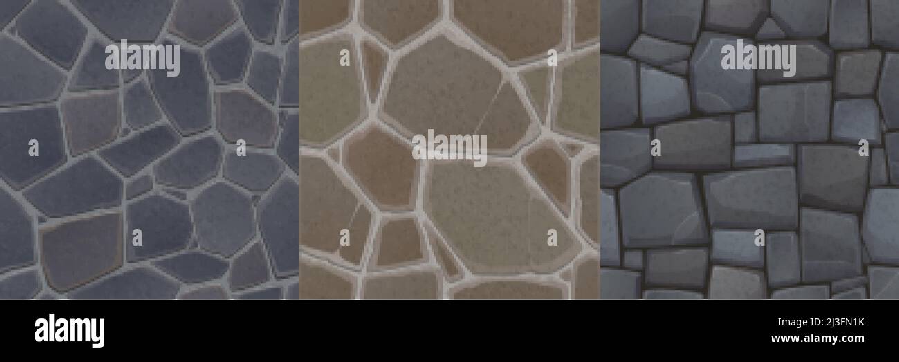 Textures de sol en pierre et mur pour l'arrière-plan du jeu. Dessin ...