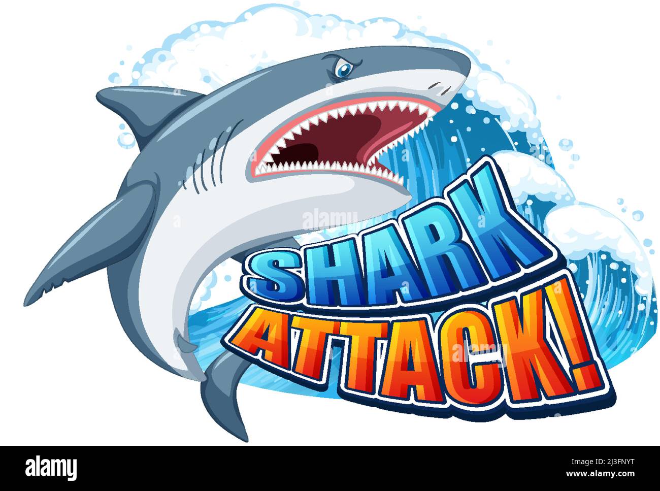Logo de police Shark Attack avec dessin animé agressif Shark Image ...