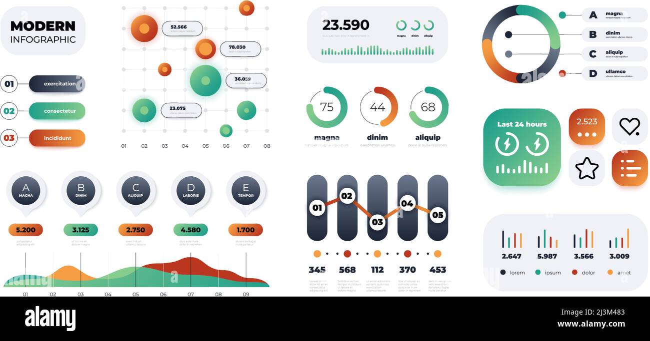 Infographie graphique. Diagrammes et diagrammes de flux modernes et ...