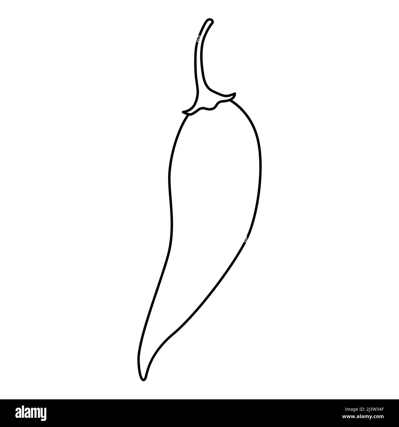 Gousse de piment de style dessin animé. Illustration vectorielle noir ...