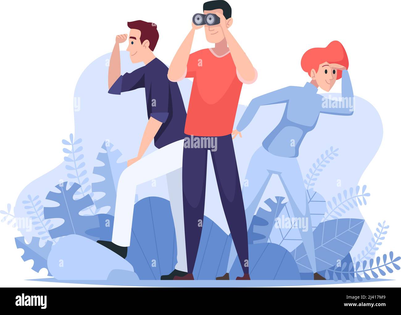 Perspectives d'avenir. Les personnages professionnels avec de bonnes émotions exact vecteur ...