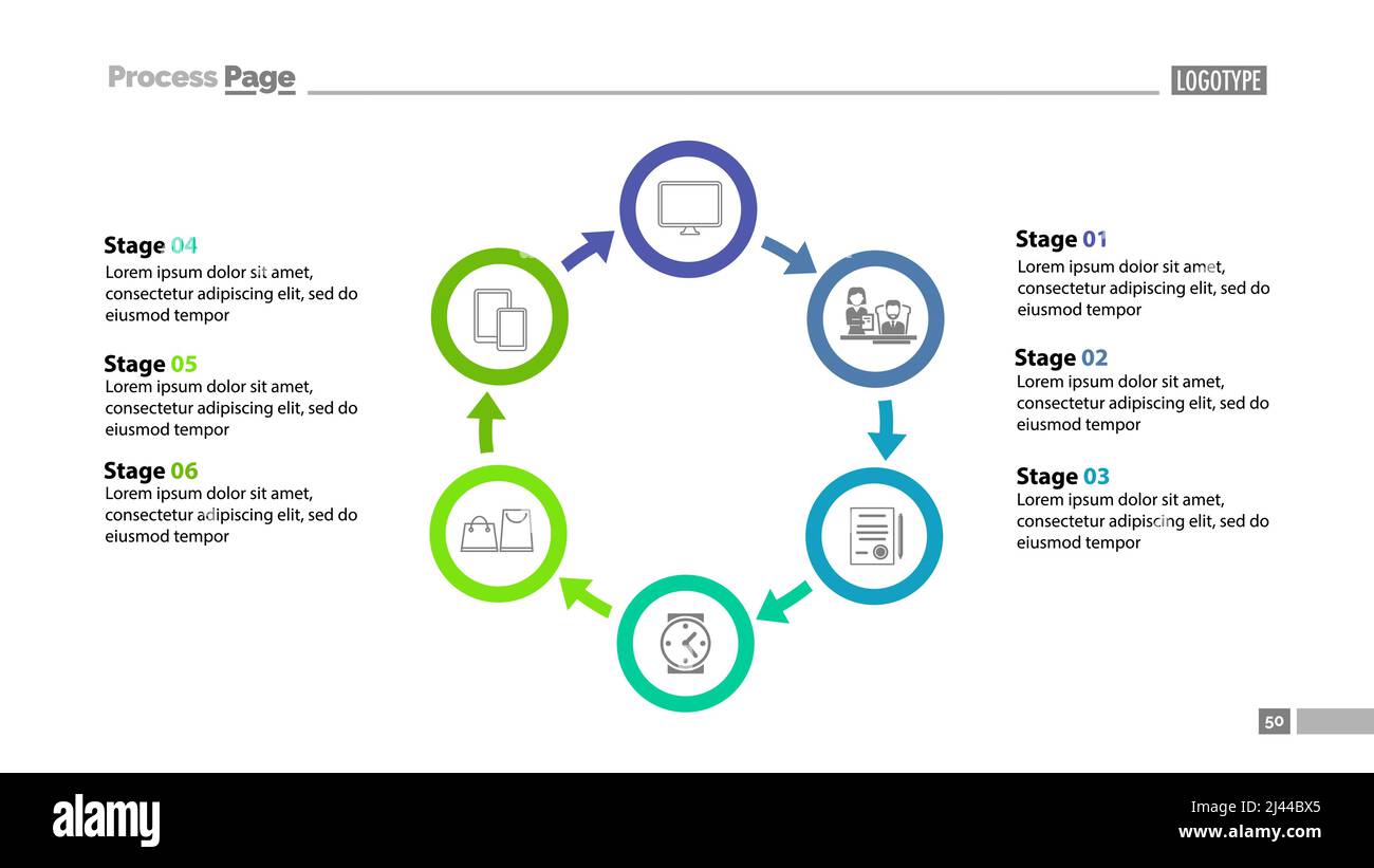 Modèle de diagramme de processus cyclique en six étapes avec ...