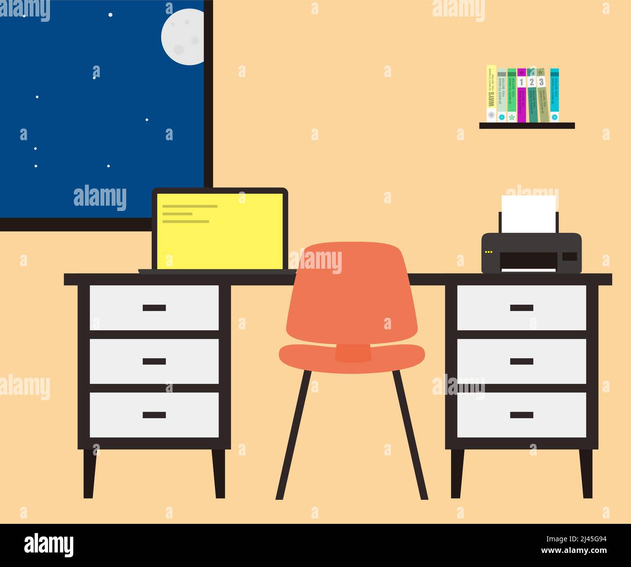 Cartoon desk office work place Banque d'images vectorielles - Alamy