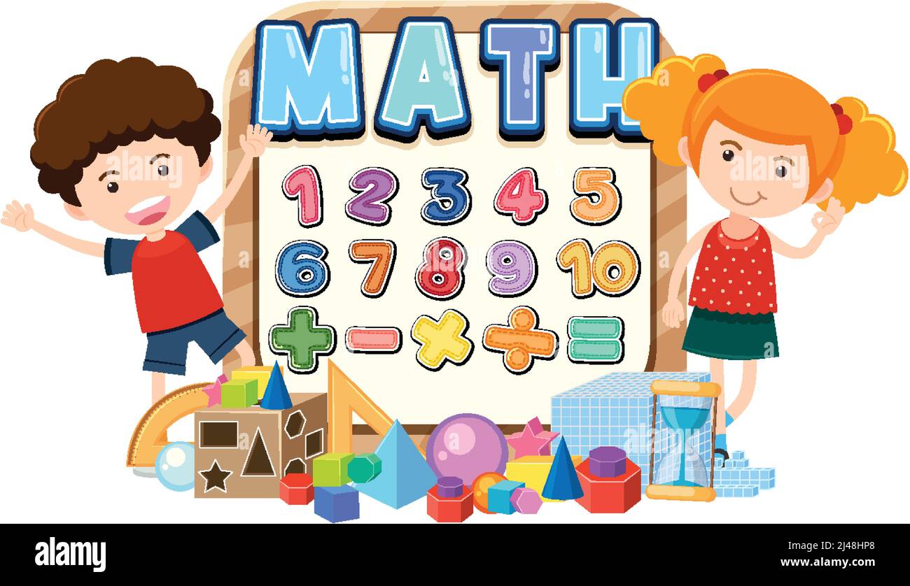 Comptage des numéros 0 à 9 et illustration des symboles mathématiques ...
