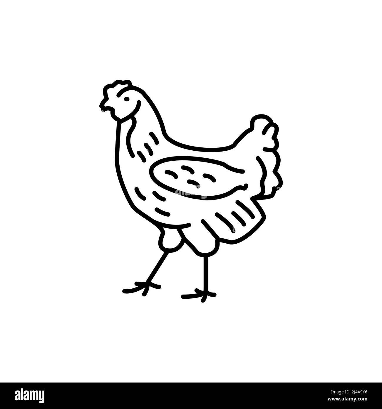 Icône de ligne de couleur d'oiseau de poulet. Pictogramme pour page Web ...