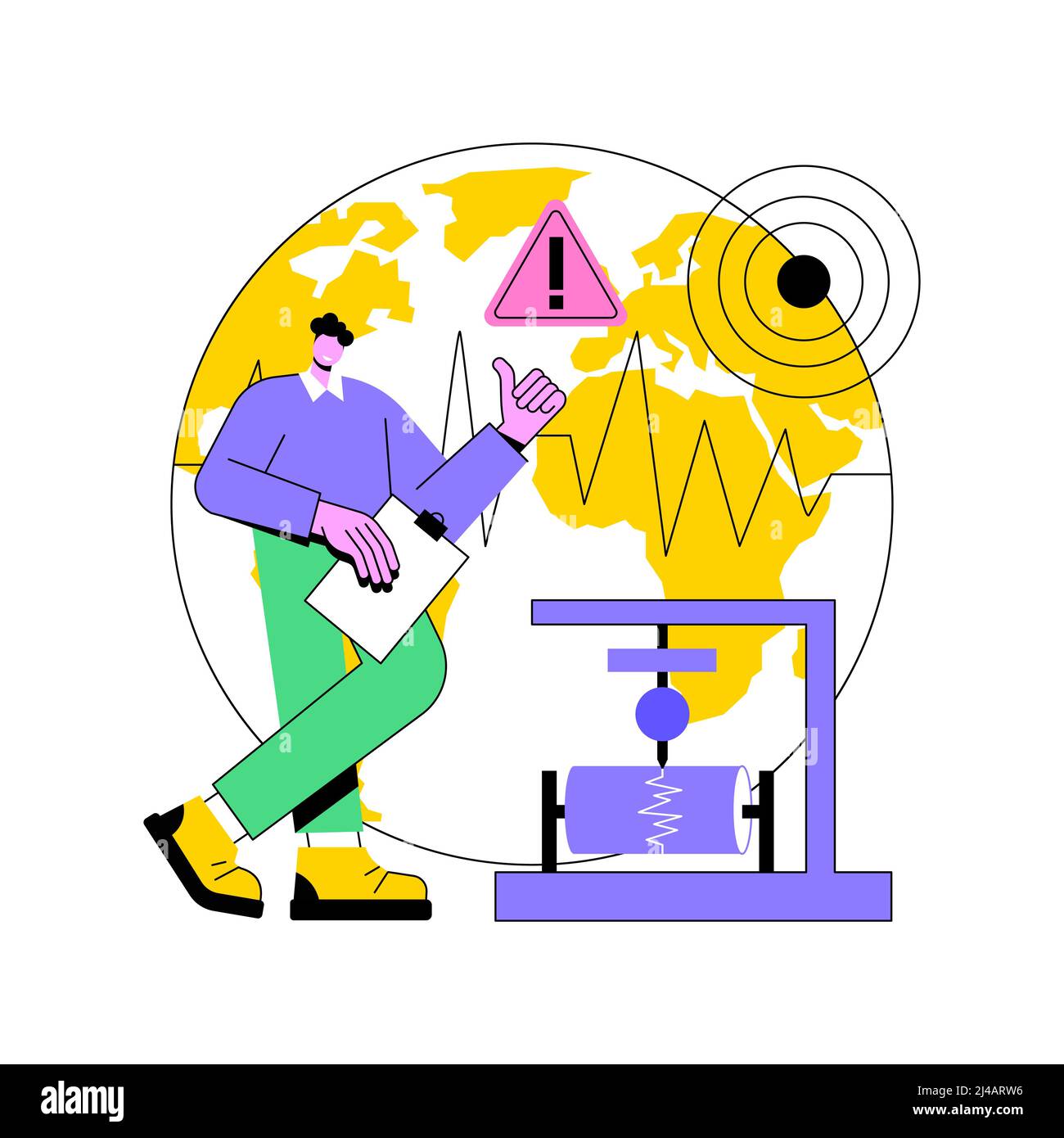 Sismologie résumé concept vecteur illustration.Étude des ondes ...
