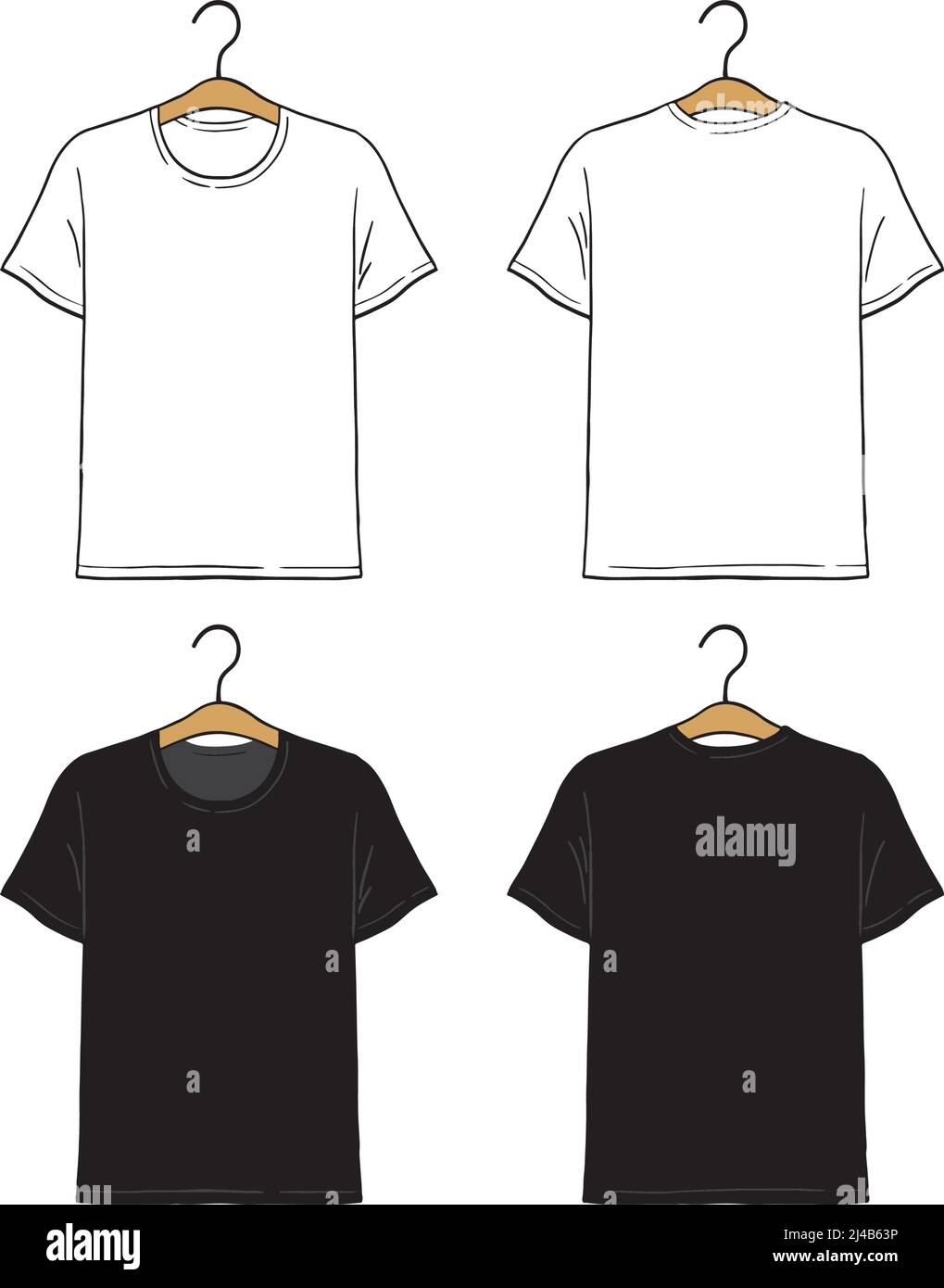 Ensemble De T Shirt Suspendu Vierge Modèle Dessin Vectoriel Dessiné à