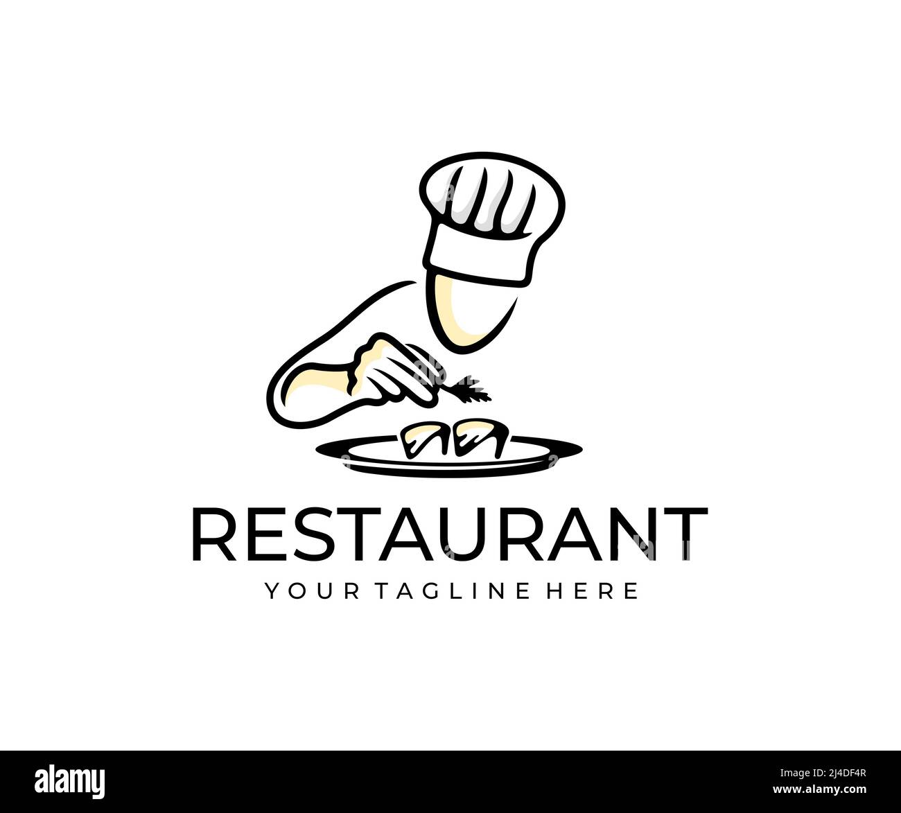 Cuisinier, chef préparant un plat, logo. Nourriture, repas, restaurant ...