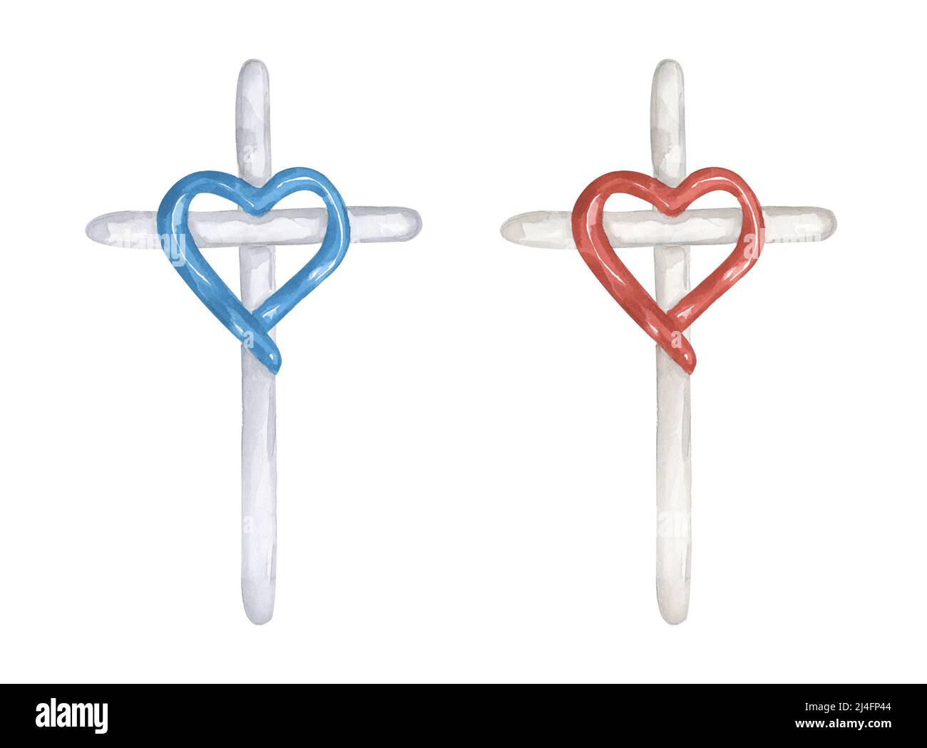 Croix Clipart, Aquarelle chrétienne blanc et rouge, Croix bleue ...
