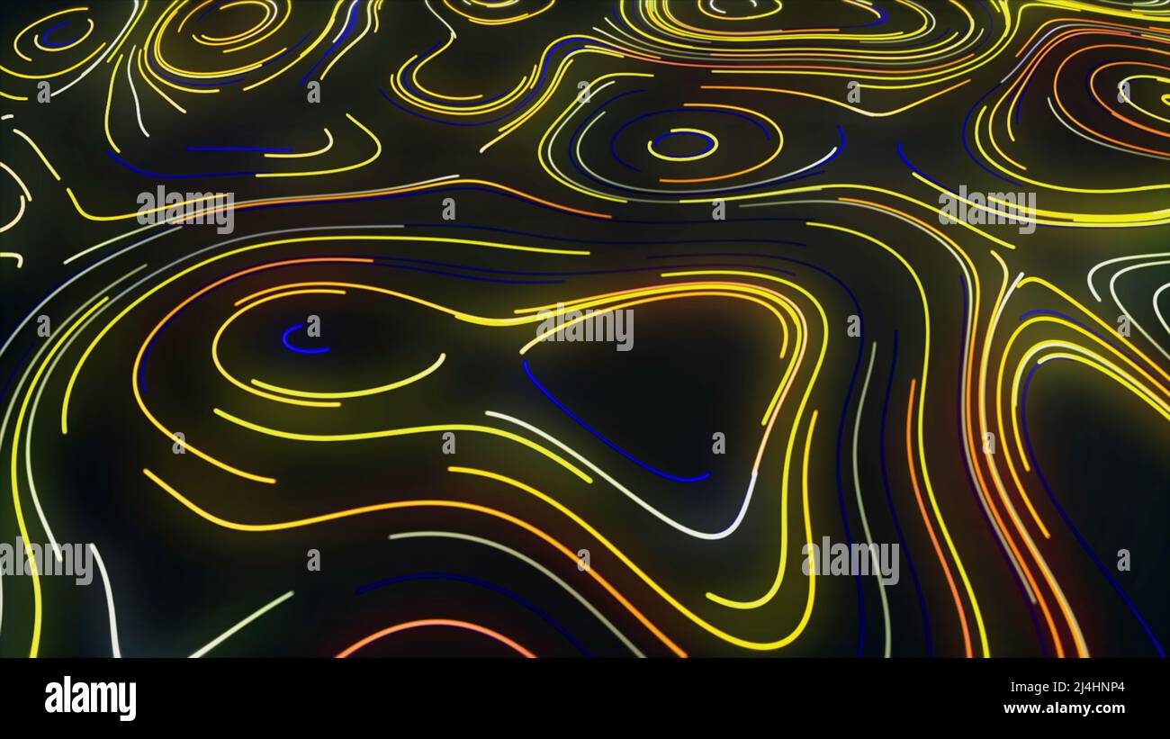 Animation de lignes de néon lentes dans le motif. Mouvement. Les lignes ...