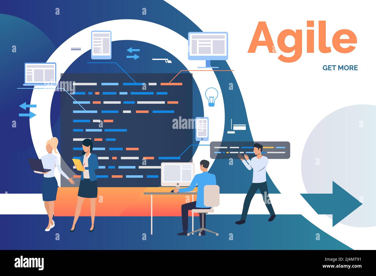 Professionnel travaillant sur le projet. Réunion Scrum, gestion agile ...